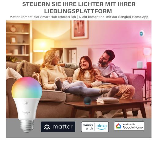 Sengled LED Smart Light Bulb E27 Edison Screw Matter Enabled Mult